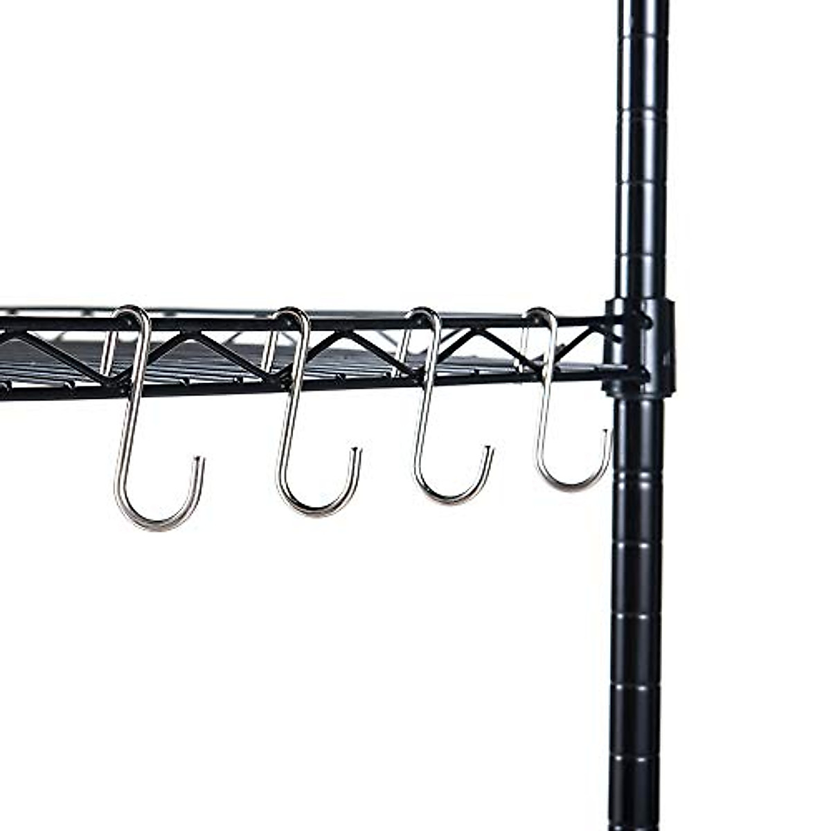 SUNNYSONG 5 Tier Metal Storage Shelves, Kitchen Storage Shelf,Metal Storage Shelves Unit Perfect for Laundry Bathroom Closet Shelves Microwave Stand (Black, (23.62 x 11.81 x 59.05))