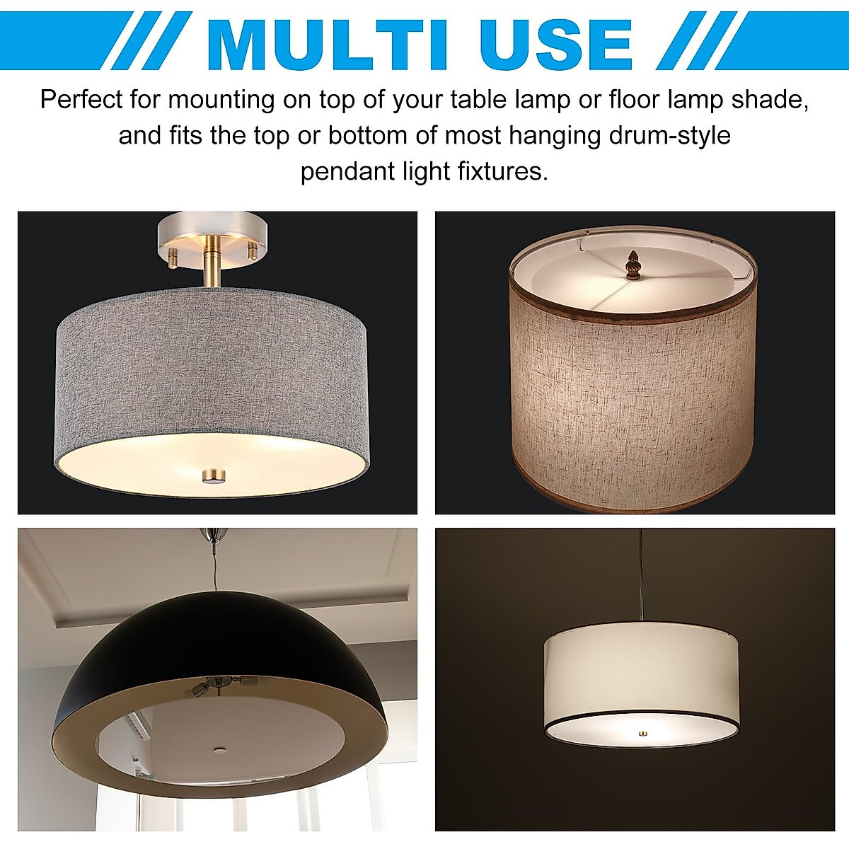 PATIKIL Lampshade Diffuser, 7.5" Diameter with 3/8" Center Hole Round Diffuser for Drum Lampshades Pendants Light Fits 8-8.5" Openings, Frosted White