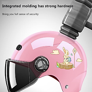 Cute Kids Motorcycle Half Helmet with Cat Ears, Child Ultra-Thin Half Shell Motorcycle Open Face Helmet Youth Moped Cap for 2-14 Years Old ATV Cruiser Scooter Helmet DOT Approved-B||54-60CM