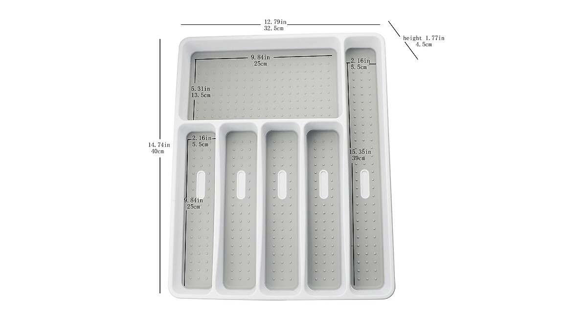 Uniturcky Large Silverware Tray - 6 Compartment Organizer for Kitchen