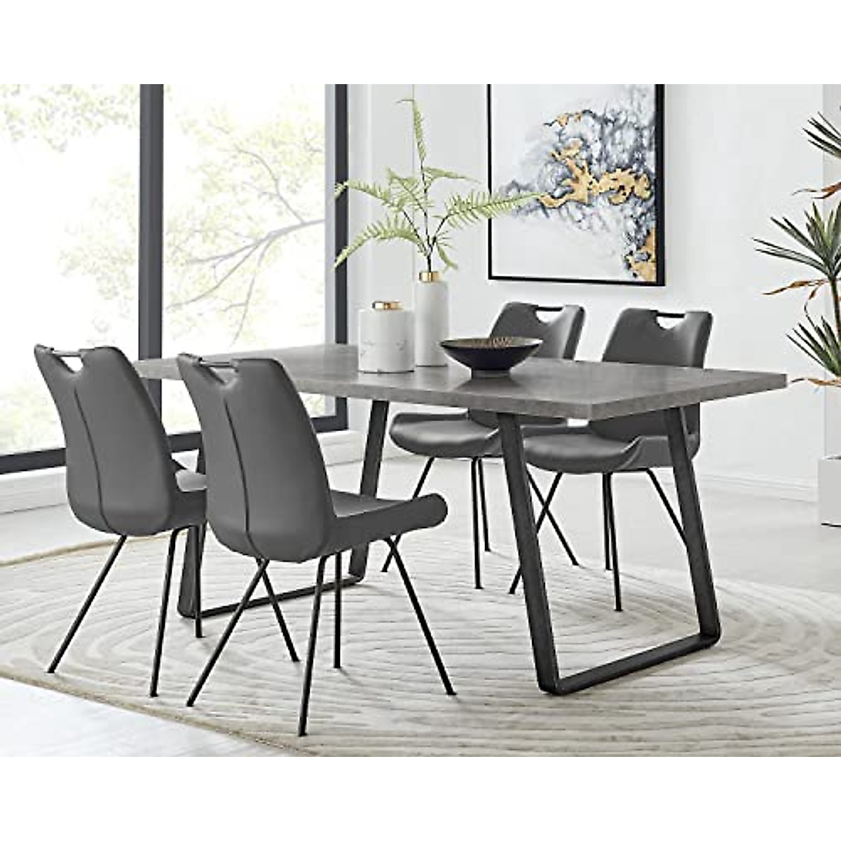 Armen Living Coronado Dining Table, Cement Gray, 35.5 in x 71 in x 30 in