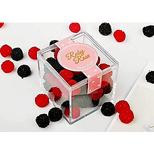 DKAOVH 3 Packs Clear Favor Boxes With Lid,food grade acrylic box, Plastic Gift Box,2.5x2.5x2.5 Inch, Square, Mother’s Day gift box, Birthday Present and Candy packing box,includes Sticker