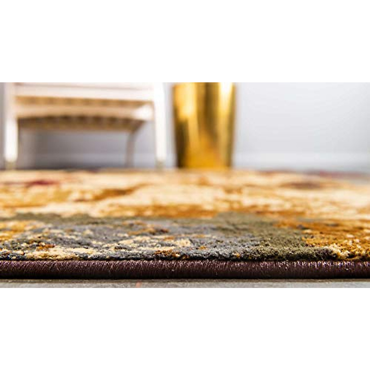 Unique Loom Barista Collection Area Rug - Catuai (8' Round, Multi/ Brown)