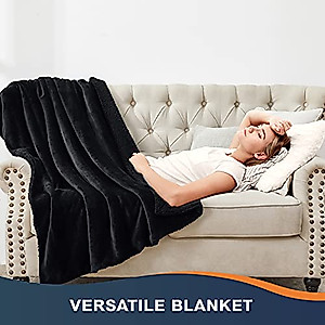 Walensee Sherpa Fleece Blanket (Twin Size 60”x80” Black) Plush Throw Fuzzy Super Soft Reversible Microfiber Flannel Blankets for Couch, Bed, Sofa Ultra Luxurious Warm and Cozy for All Seasons