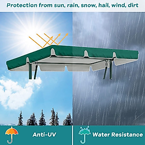 2 Pcs Porch Swing Canopy 75 x 52'' Outdoor Swing Canopy Replacement Waterproof Swing Top Cover Garden Swing Cover Replacement Sun Shade Awning Cover for Outdoor Balcony Poolside Swing Chair Seat