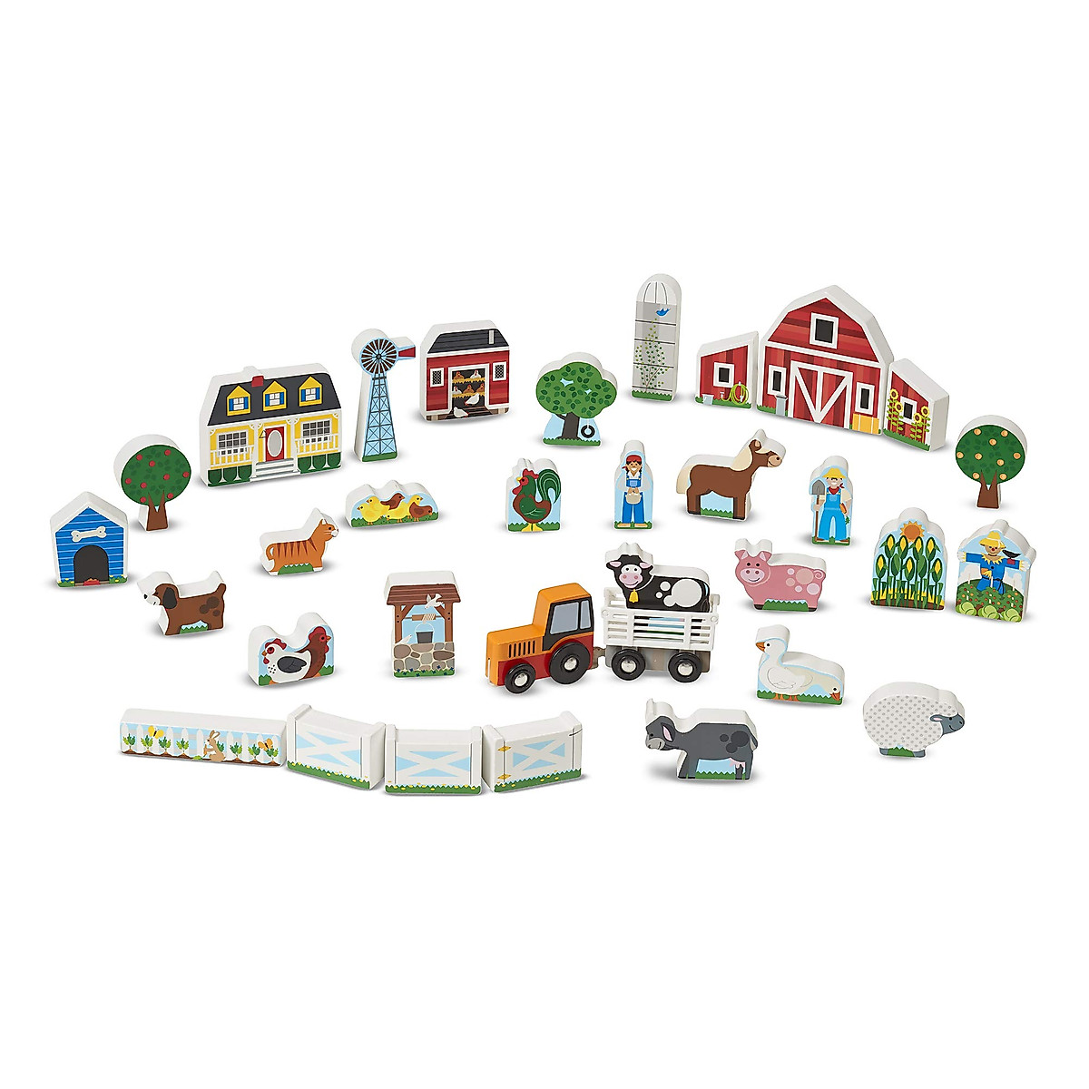 Melissa & Doug Wooden Farm and Tractor Play Set (33 pcs)
