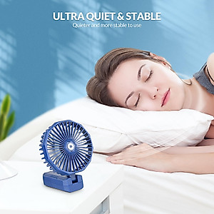 mafiti Handheld Fan,Rechargeable Portable Fan with 3 Speeds,4000mAh Battery Operated Mini Hand Fan Folding for Desktop Home Office Bedroom Outdoor Travel Blue Color