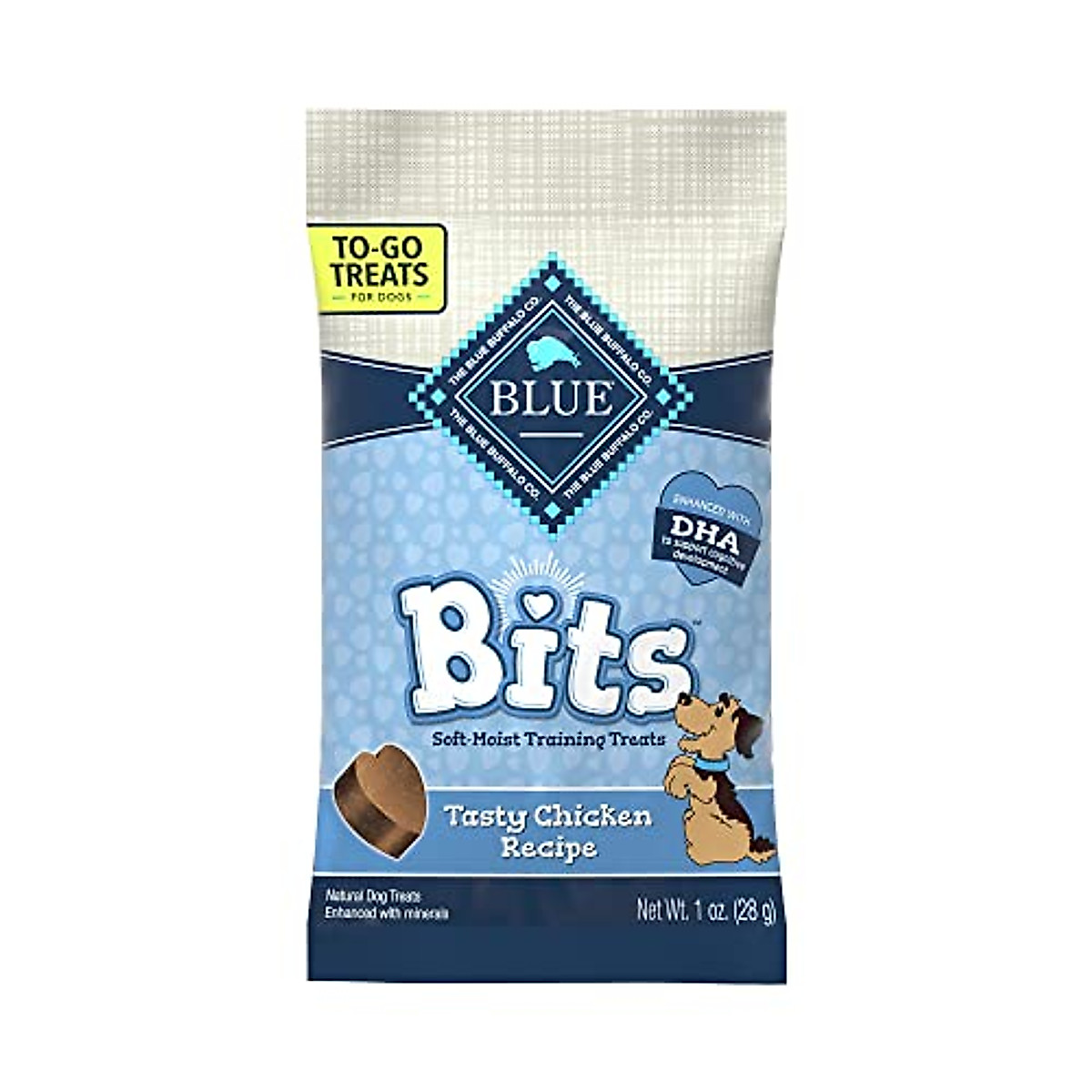 Blue Buffalo BLUE Bits Natural Soft-Moist Training Dog Treats TO-GO, Chicken Recipe 1-oz Bags (Pack of 12)