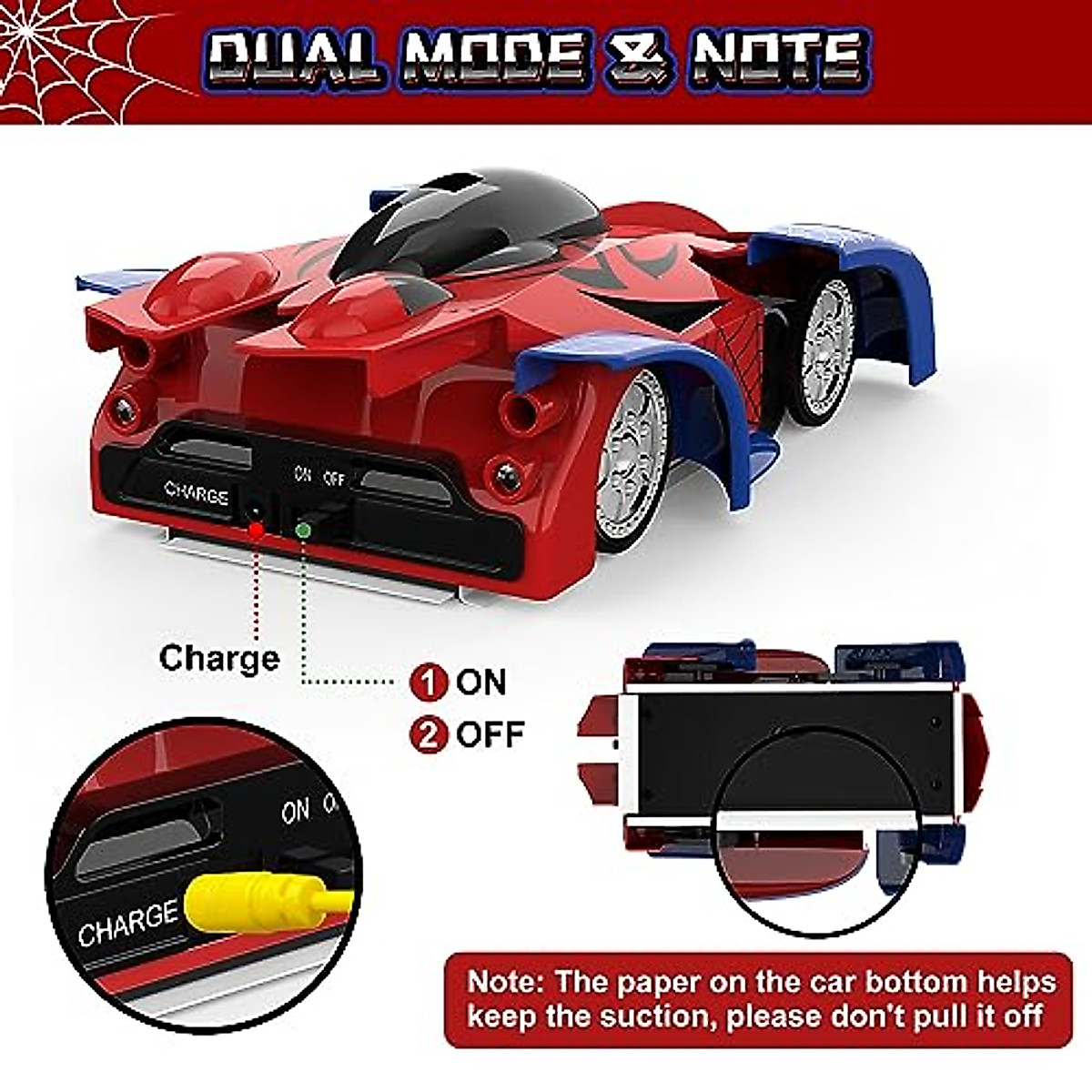 Aomifmik Wall Climbing Remote Control Car, 360° Rotating Dual Mode RC Stunt Car with Headlight, Rechargeable Toys for 4 5 6 7 8-12 Year Old Boys Girls Kids