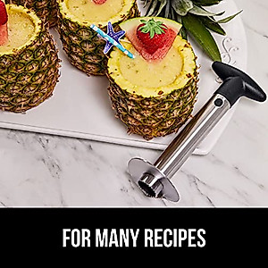 Gorilla Grip Pineapple Corer, Easy to Use BPA Free Peeler, Rust Resistant Reinforced Stainless Steel Sharp Blades, Fruit Slicer Tool, Detachable Handle, Kitchen Essentials, Core Twist Remover, Black