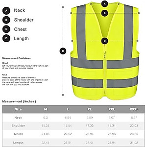 Neiko 53963A High Visibility SAFETY Vest with 2 Pockets, ANSI/ISEA Standard, Color Neon, Size XL, X-Large, Yellow
