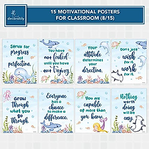 15 Ocean Themed Classroom Decor, 11x14in Under the Sea Classroom Decorations, Ocean Classroom Posters, Under the Sea Classroom Theme, Under the Sea Posters for Classroom, Under the Sea Classroom Decor