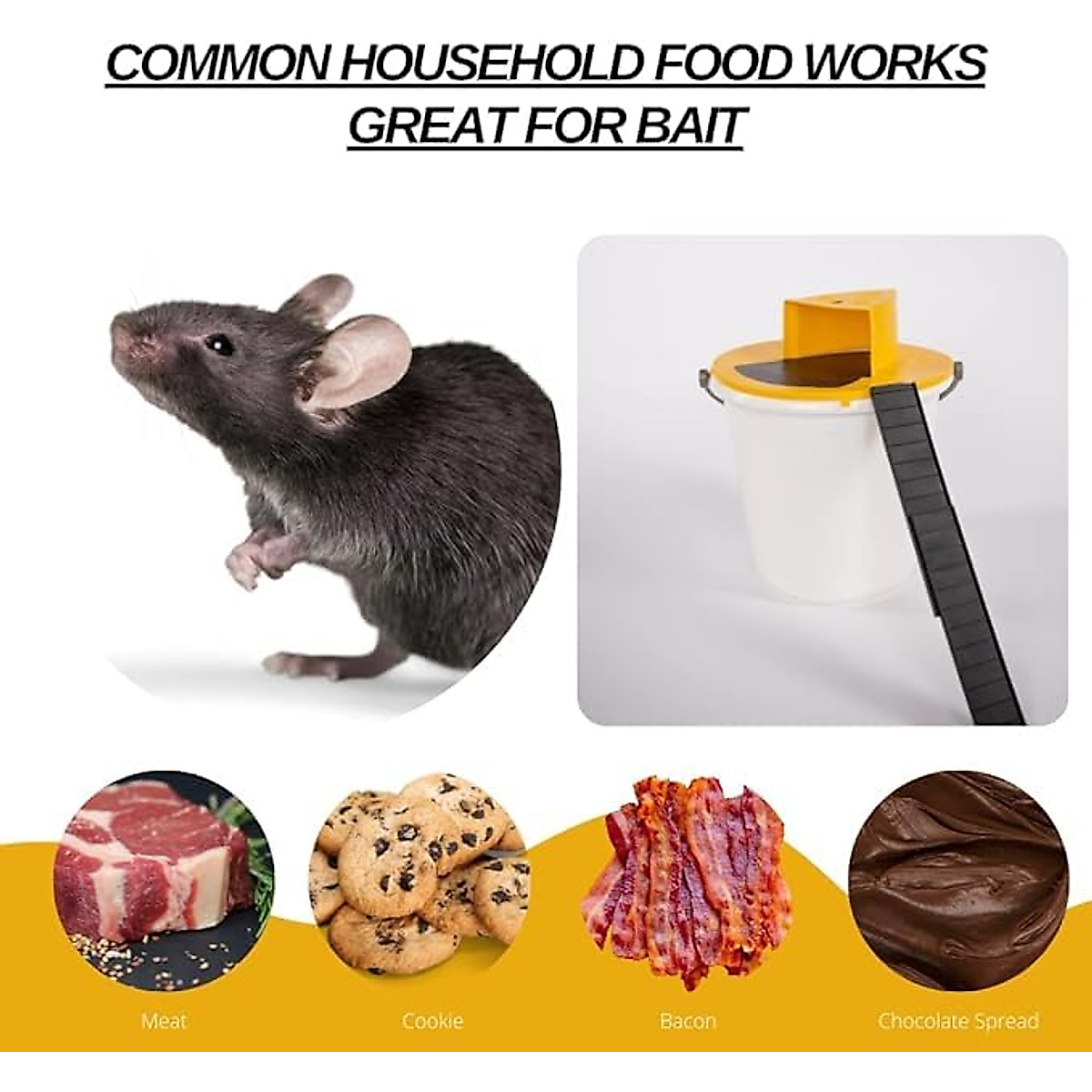 MGVDSES Mice Mouse Trap Bucket Flip Lid,Mouse Trap Bucket Indoor Outdoor,Humane Mouse Trap,Mouse Trap Bucket Lid Auto Reset | 5 Gallon Bucket Compatible | Mouse Trap Bucket Lid (2 Pack)