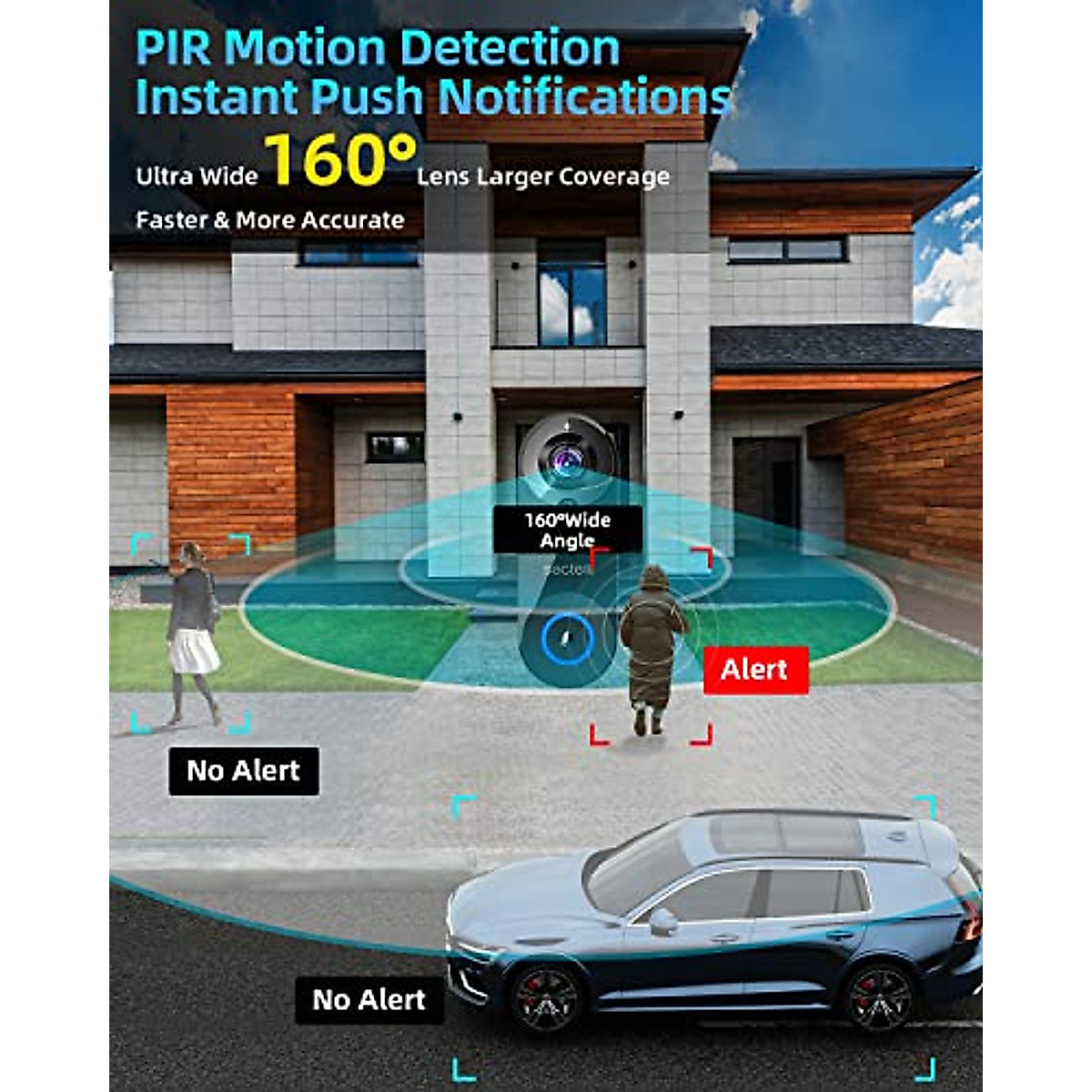 sectelli 2023 Enhanced Doorbell Camera Wireless, Support WiFi at 5GHz Mixed with 2.4GHz, Support Link to Alexa Speaker, 1080P Video, 2-Way Audio,Battery Powered,Smart Video Doorbell