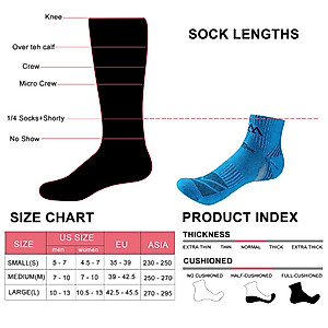 innotree 5 Pack Men's Cushioned Hiking Walking Running Socks,Moisture Wicking Multi Performance Quarter Crew Athletic Cotton Socks