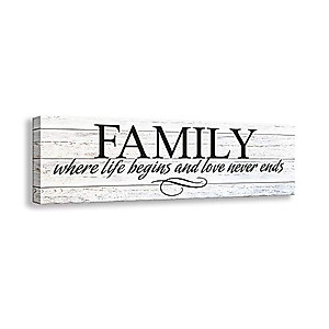 Kas Home Inspirational Quotes Motto Canvas Wall Art,Family Prints Signs Framed, Retro Artwork Decoration for Bedroom, Living Room, Home Wall Decor (8 x 24 inch, Family)
