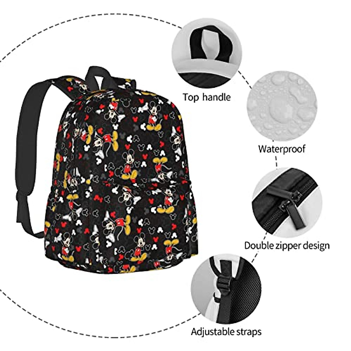 Raoirlw Mic-key Backpack Cartoon 17 Inch Laptop Backpack Travel Backpack