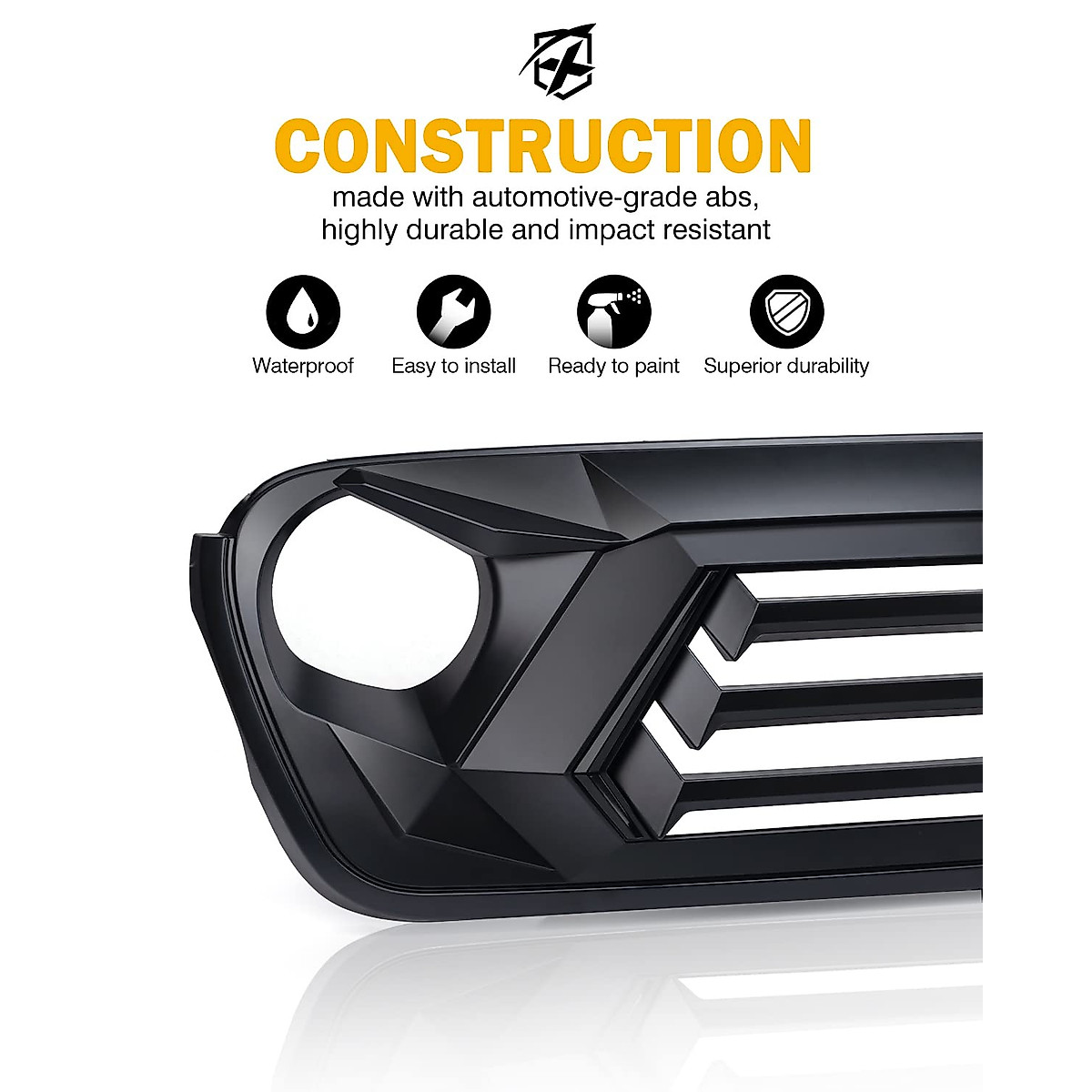 Xprite Front Grille with Turn Signals and Daytime Running Light, Matte Black Grille Compatible with 2018-2024 Jeep Wrangler JL JLU & 2020+ Gladiator JT