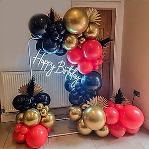 Red Black Gold Balloon Garland Arch Kit, 149Pcs Chrome Metallic Gold Marble Agate Black Balloons for Men Women Kids Birthday Party Decorations Baby & Bridal Shower Wedding Graduation Party Supplies