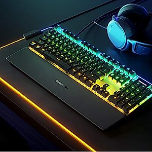 SteelSeries Apex 5 - Hybrid Mechanical Gaming Keyboard - Per-Key RGB Illumination - Oled Smart display - English (QWERTY) Layout PC