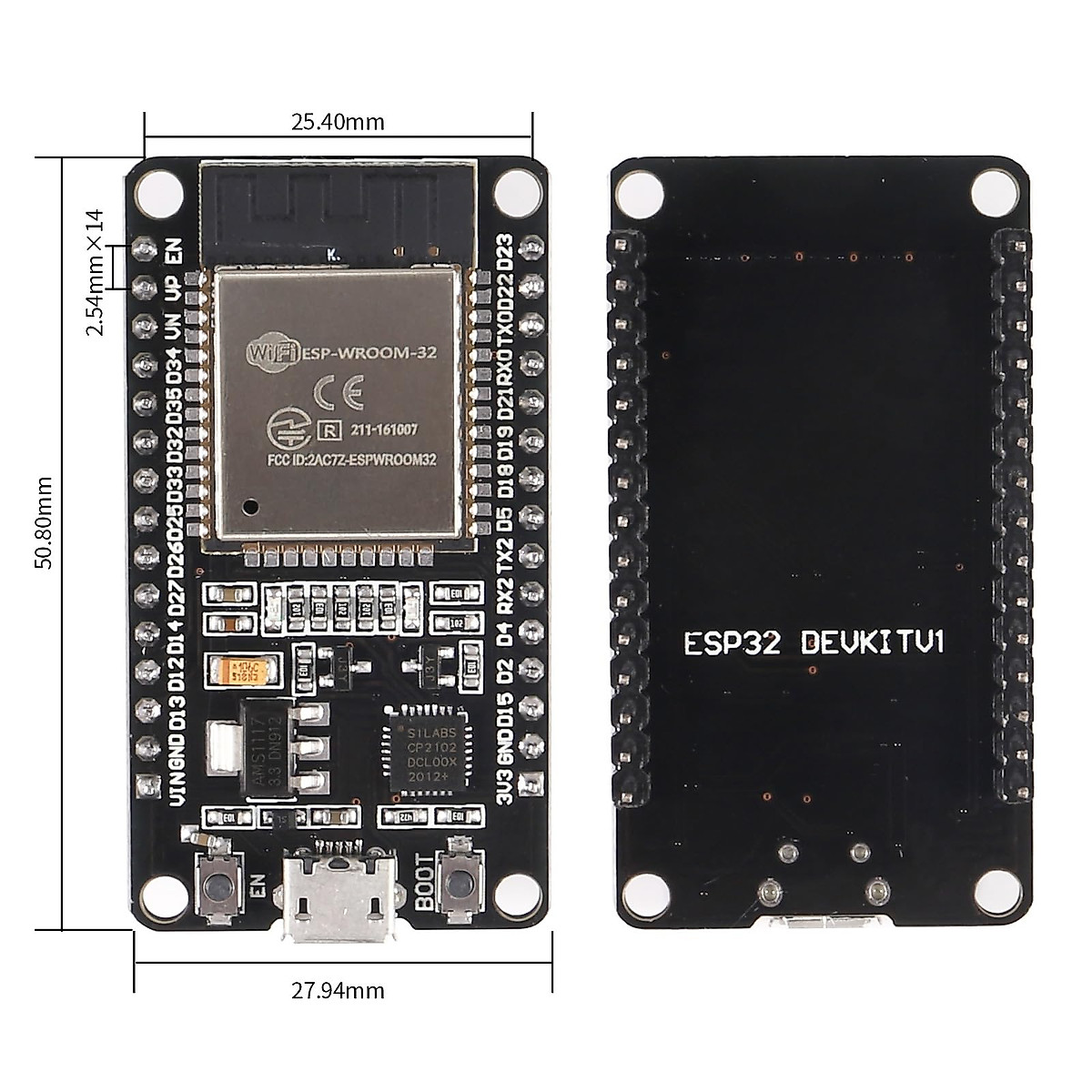 Aokin ESP32 ESP-WROOM-32 Development Board 2.4 GHz WiFi and Bluetooth Dual Cores Microcontroller ESP-WROOM-32 Chip for Arduino NodeMCU, 1 Pcs