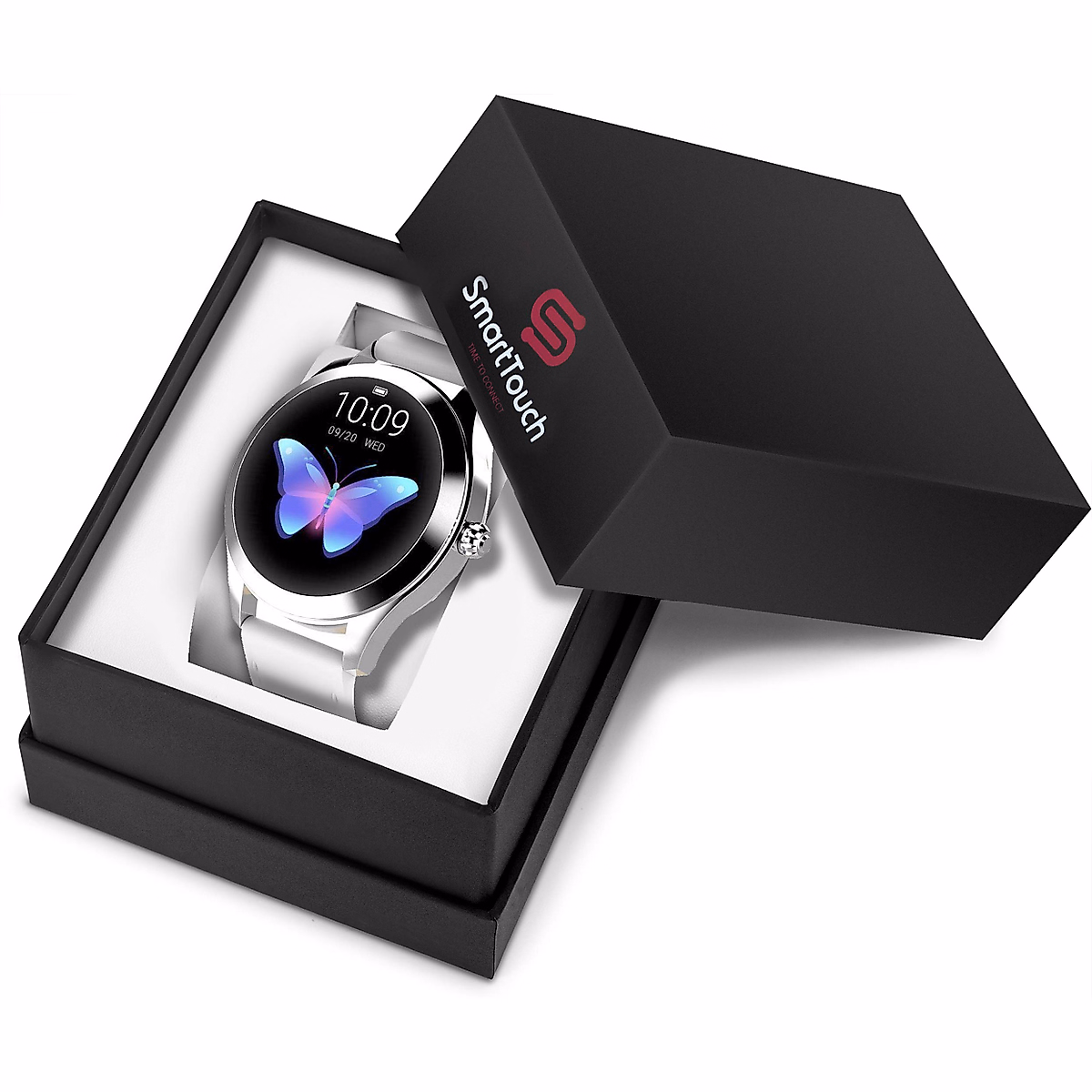 Smart Touch KW10 Ladies Smart Watch, IP68 Waterproof, Bluetooth | Sleep & Heart Rate Monitor, Pedometer, Physiological Reminder, Remote Camera| Smartwatch for Women w/Changeable Wrist Bands (White)