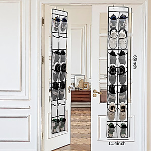 PVWSG Over The Door Shoe Organizer, 14 Large Mesh Pockets Hanging Shoe Rack for Closet Organizers and Storage, White, 2-pack (white)