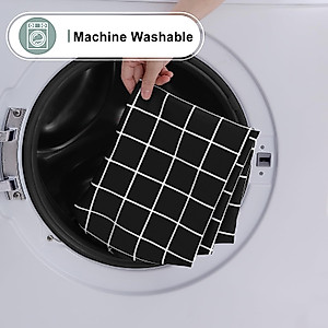 misaya Rectangle Waterproof Fabric Table Cloth, Plaid Stain Proof Polyester Tablecloth, Washable Cloth Table Cover for Dining Room, Kitchen, Outdoor (60" x 84", Black)