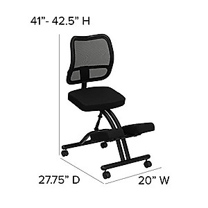 Flash Furniture Mobile Ergonomic Kneeling Office Chair with Black Mesh Back