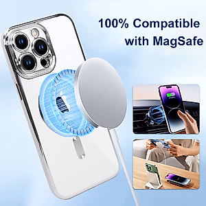 ZIYE Magnetic Case for iPhone 13 Pro Max Case [Compatible with MagSafe] Camera Lens Protector Plating Luxury Cover for Women Men Clear Soft TPU Shockproof Protective Phone Case - Silver