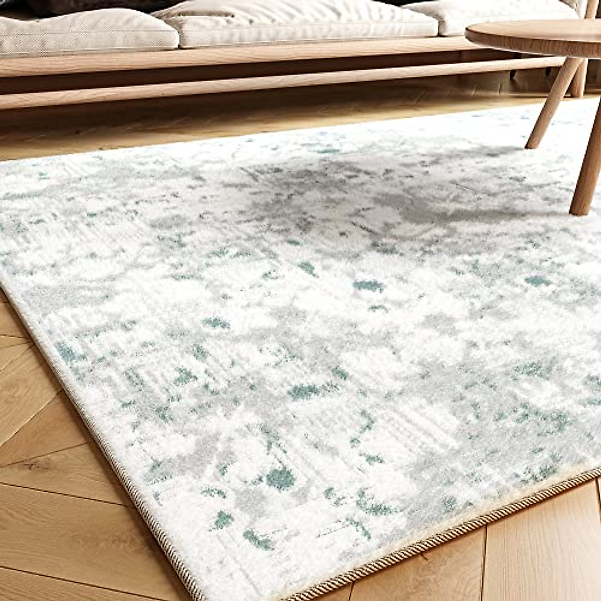 ODIKA Collection Gray Faux Rabbit Fur Rug, Area Rugs 6x9 Ft Throw Rugs, Soft and Cozy, Area Rugs 6x9 Living Room, Fluffy Rug, Boho Rug, Ultra Soft Feeling, Gray and White Rug
