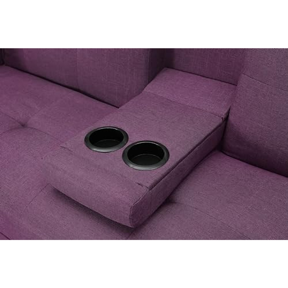 Fangflower Sleeper Sofa Bed with Adjustable Backrest & Cup Holders, Futon Set with Metal Legs, Loveseat Couches for Living Room Apartment Lounge Office