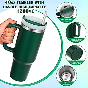 BELYQLY New Version 40oz Stainless Steel Vacuum Insulated Tumbler with Lid and Straw for Water, Smoothie and More, Iced Tea or Coffee (Christmas Green)