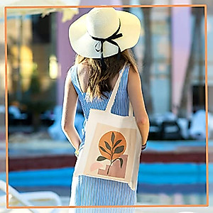 3 Pieces Boho Canvas Tote Bag Reusable Aesthetic Canvas Bag Minimalist Canvas Totes School Shoulder Bag for Girls Grocery Cute Shopping Bags Kitchen Reusable Grocery Bags for Women Girl Shopping