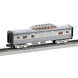 Lionel 684725 Santa Fe Add-On Vista Dome Car, O Gauge, Silver, Gray, Tan, black