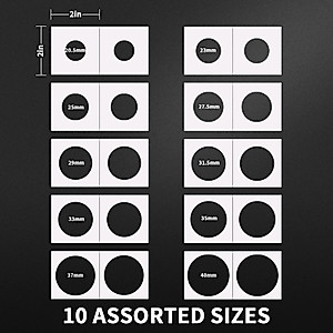 500 Cardboard Coin Holder for Collectors with 25 Sheets Coin Pocket Pages, 500 Pockets Coin Collecting Book Sleeves Protectors Storage and 10 Size 2" x 2" Currency Holders for Coin Collection Supplies