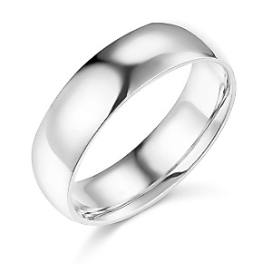 14k White Gold 6mm SOLID COMFORT FIT Plain Wedding Band - Size 6