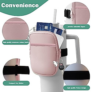 Vidotim Water Bottle Pouch for Stanley Accessories, Running Water Bottle Handheld Caddy Compatible with kinds of Tumbler, Gym Water Bottle (2, Pink+Green, Regualr)