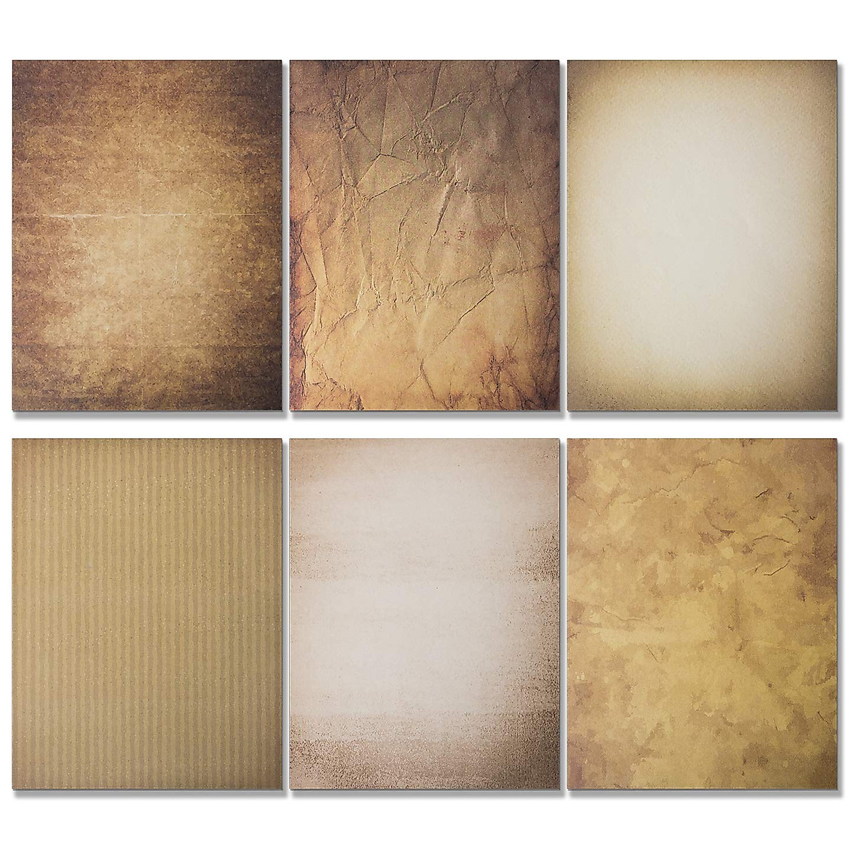 60 Vintage Paper and 60 Envelopes - 60 Sheets of Antique Looking Papers & 60 Antique Style Envelopes - Six Classic Aged Paper Designs - Vintage Printing paper, Vintage Writing Paper, 8.5 x 11 inch