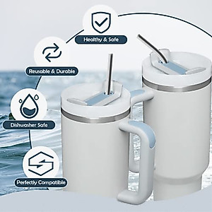 for Stanley Quencher 40oz Tumbler 6x Metal Stainless Steel Straws, 12inch Replacement Extra Long/Tall Straws for Stanley Cup 40oz Drinking Reusable Accessories (3x Straight & 3x Bent)