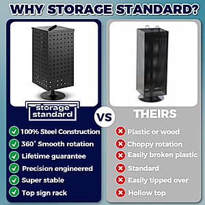 Storage Standard Metal Spinning Peg Board Displays - 17" Earring Display Stand for Retail & Shows, Black Jewelry Stands - 4-Sided Craft Keychain Rack Necklace Holder