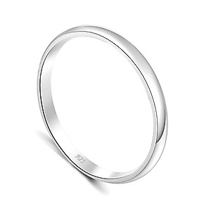 MINDDHA Sterling Silver Rings - High Polish Rings for Women, Men - Plain Dome Silver Ring - Wedding Band - Christmas, Valentines, Birthday, Mothers Day - 2mm Band Size 8
