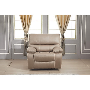 Betsy Furniture Microfiber Reclining Sofa Couch Set Living Room Set 8007 (Taupe, Recliner)
