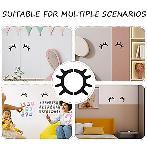 VOSAREA 2pcs Sleepy Eyes Wall Decor Wooden Eyelash Bedoom Wall Decoration Sleepy Eyes Wall Stickers Art Decals for Nursery Baby Room Kids Bedroom, Black