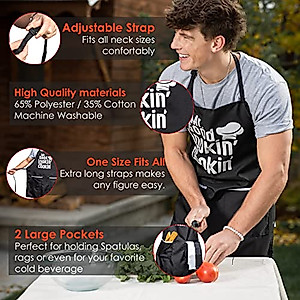 ALLER HOME&KITCHEN Aprons for Men. Mr Good Looking Black Apron with Pockets. Adjustable Kitchen Apron, Cooking Apron, Grilling BBQ Apron. Funny Apron Mens Gift