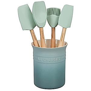 Le Creuset Silicone Craft Series Utensil Set with Stoneware Crock, 5 pc., Sea Salt