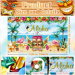 161Pcs Hawaiian Luau Party Decorations Pack, Tropical Beach Themed Summer Pool Party Supplies Including Aloha Backdrop, Flamingo Birthday Banner, Grass Table Skirt, Palm Leaves and Hibiscus, Pineapple