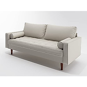 SILKIR 3-Person Sofa Couch for Living Room | Perfect for: Apartment/Studio/Office & Small Space | Poly Fabric | Fast and Easy Assembly Modern Contemporary Mid-Century, Faux Leather, White