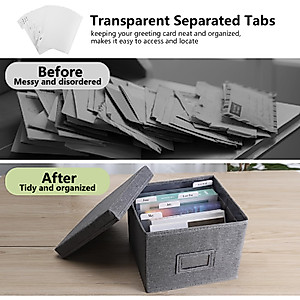 Wanapure Removable Dividers Greeting Card Organizer, Collapsible Greeting Card Storage Box, Card Organizer Box With Dividers, Greeting Card Holder With Lids