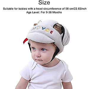 Infant Baby Helmet, Toddler Infant Safety Hat, Soft Adjustable Comfortable Protective Cap When Learning to Crawl Walk Play (Grey) 42-62cm